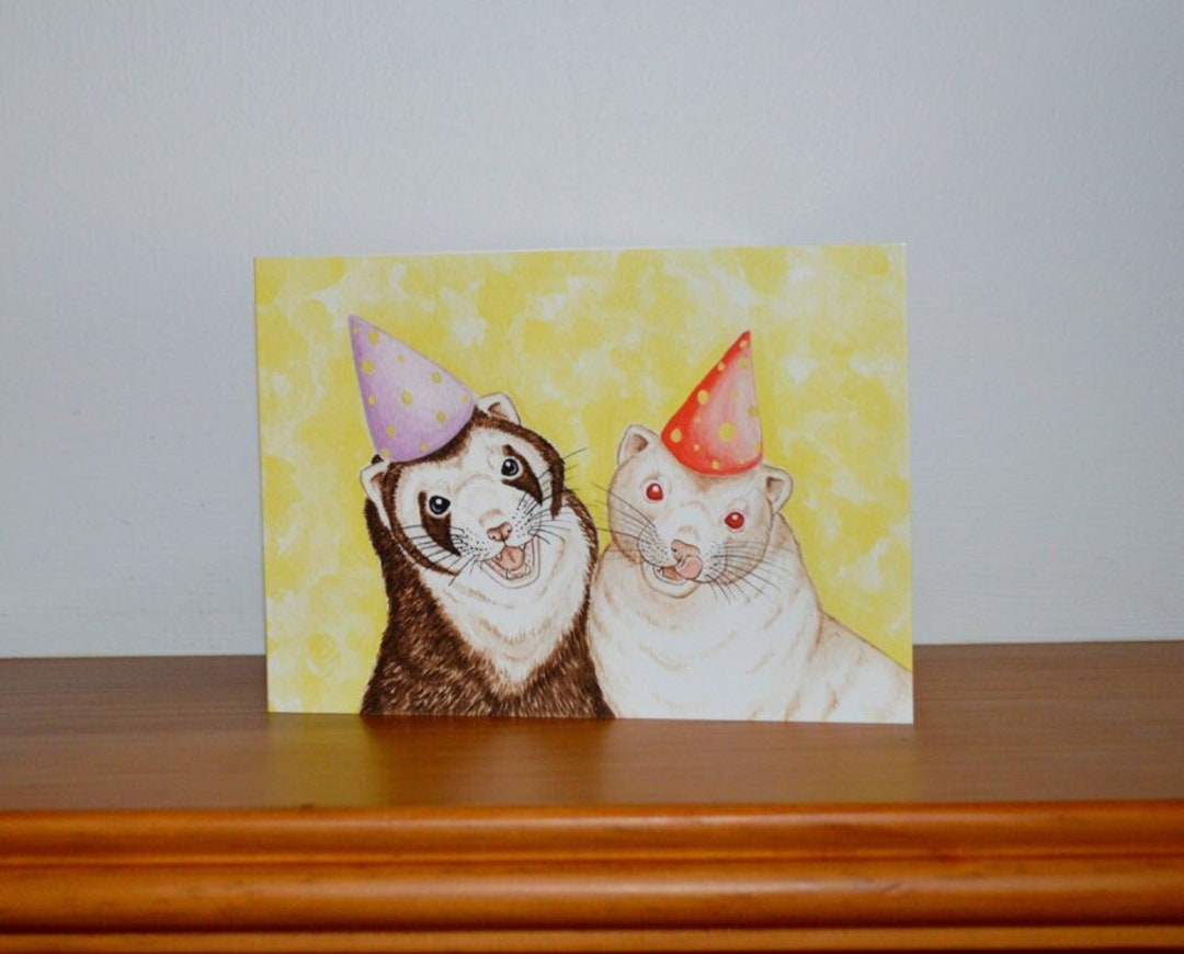 Ferret Birthday Card, Ferret Greetings Card, Ferret Celebration Card ...