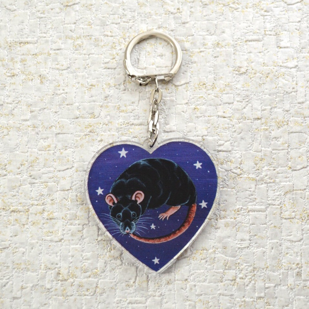Heart Rat Keyring Rat Acrylic Charm Keychain Rat Zipper - Etsy