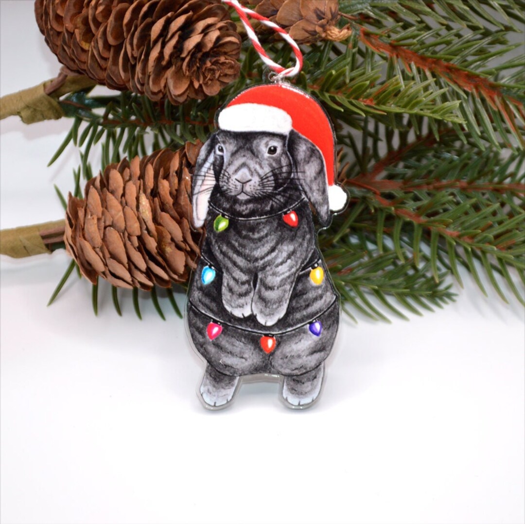 Rabbit Christmas Decoration, Black Lop-eared Bunny Xmas Tree Decoration ...