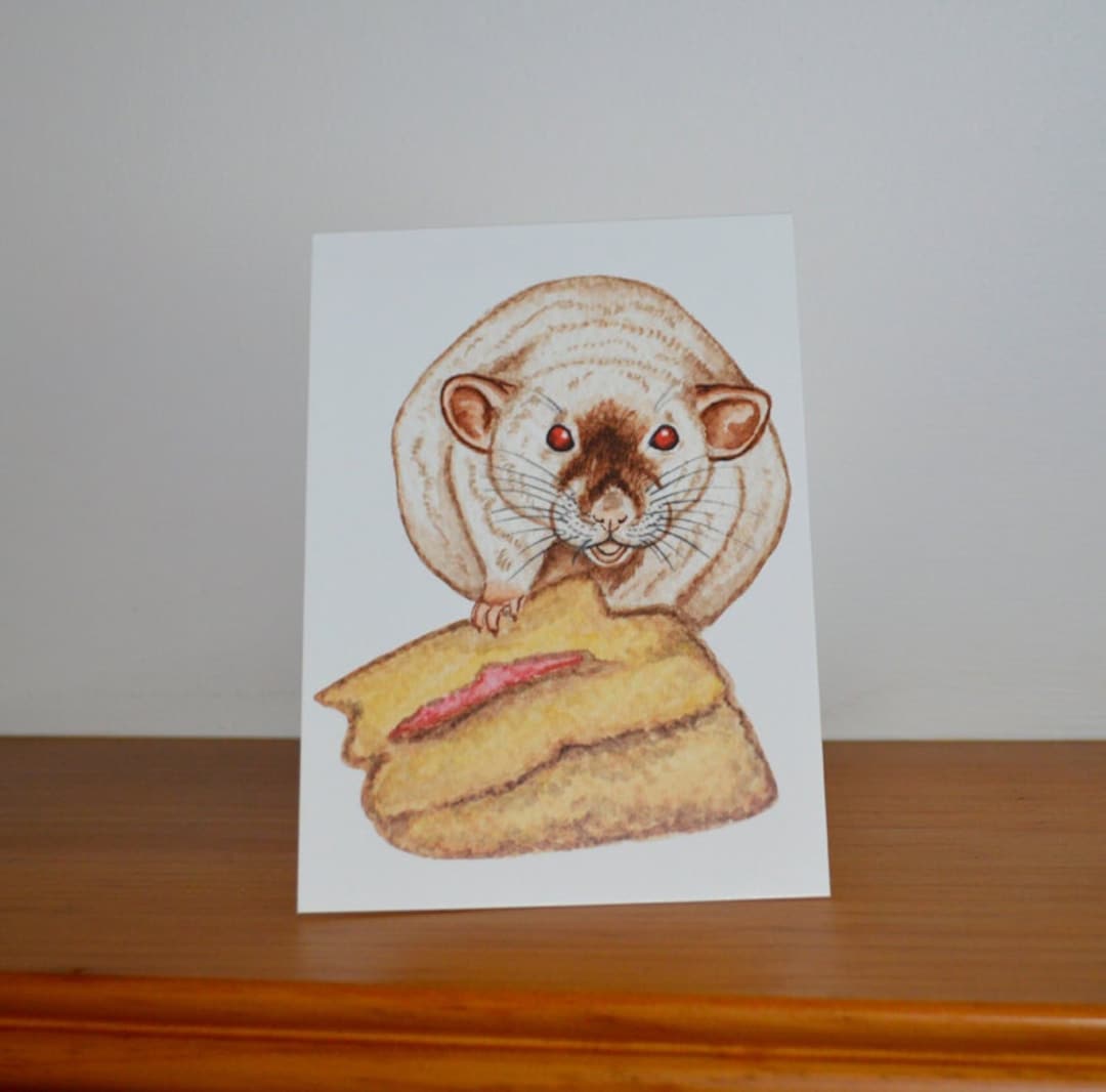 Rat Birthday Card, Rat With Cake Greetings Card, Great for Rat Lovers ...