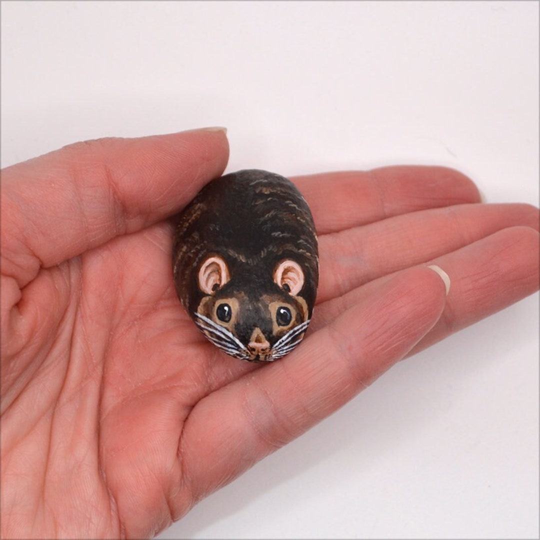 Miniature Mouse Painted Stone, Hand Painted Pebble Art - Etsy