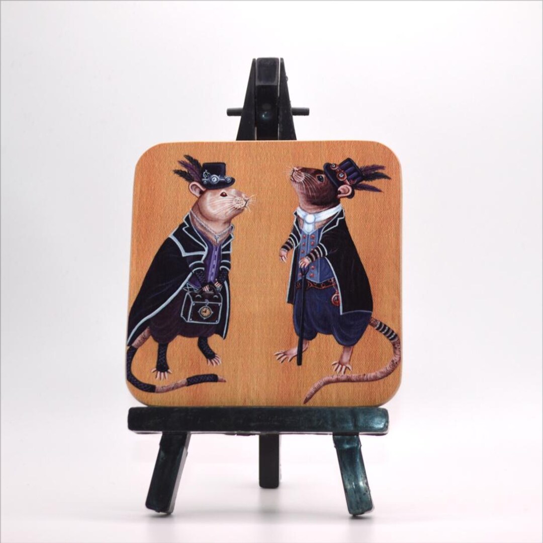 Steampunk Rats Coaster, Square Drinks Coaster - Etsy