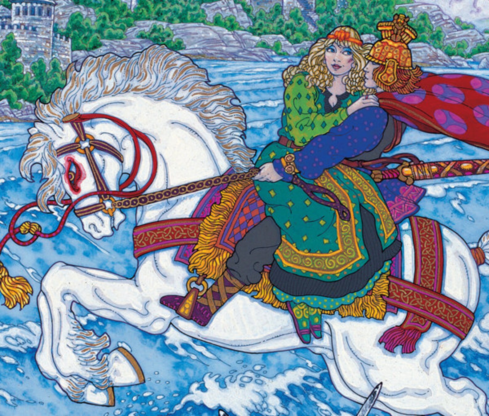 Celtic Irish Fantasy Art 'oisin and Niamh Tir Na Nog' Signed Open ...