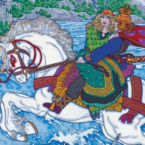 Celtic Irish Fantasy Art 'oisin and Niamh Tir Na Nog' Signed Open ...