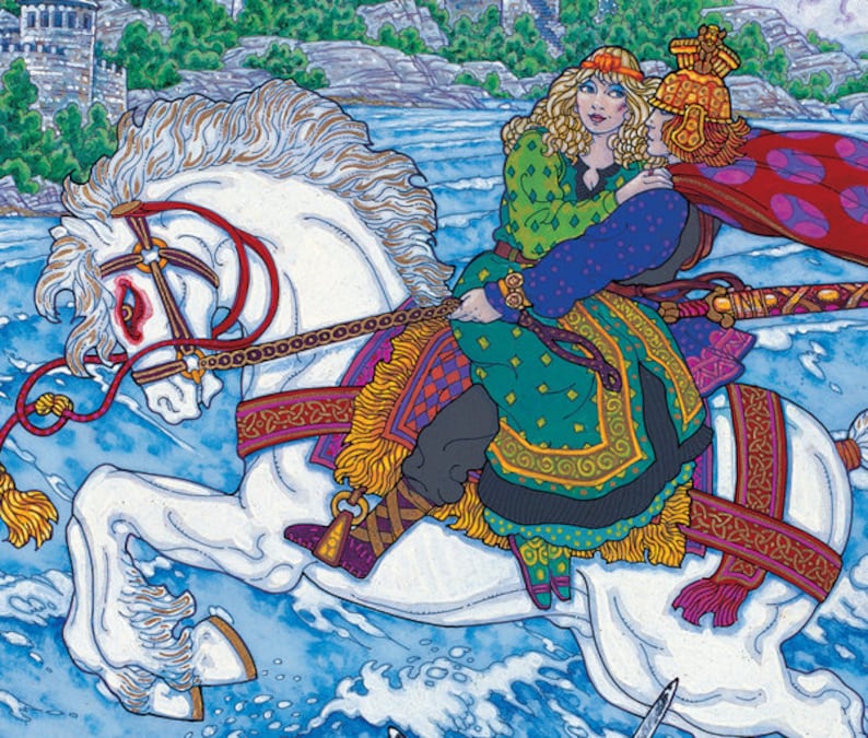 Celtic Irish Fantasy Art 'oisin and Niamh Tir Na Nog' Signed Open ...