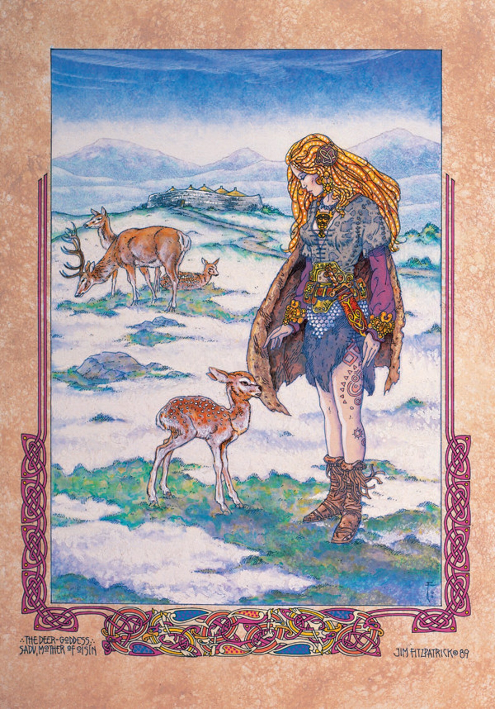 Celtic Irish Fantasy Art 'deer Goddess Lir Lakeside' Print. Irish ...