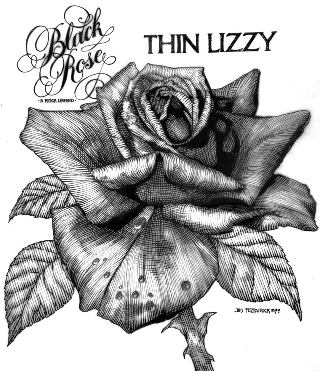 Thin Lizzy Black Rose Album Cover Original Artwork Pencil 1976 Print ...