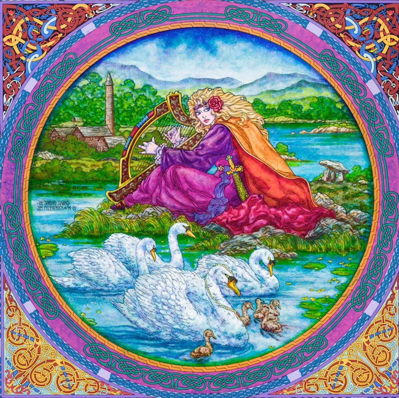 Celtic Art Print the Children of Lir. the Singing Swans. Signed Open ...