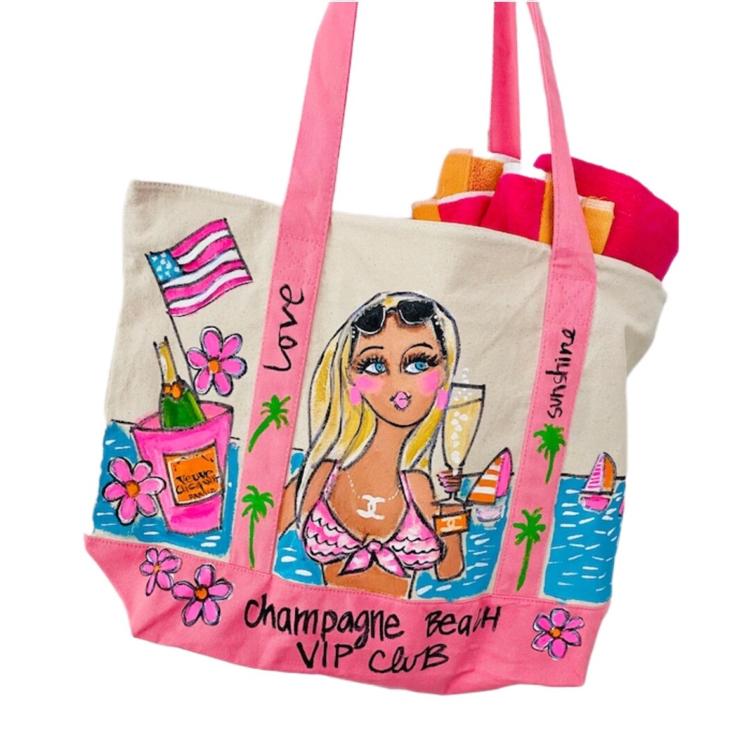 Custom Pink Tote Bag Large- This is a Roomy Bag With Zipper and Side ...