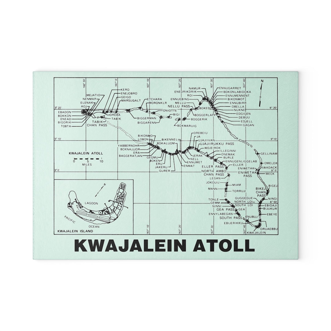 Kwajalein Atoll Map Glass Cutting Board - Etsy
