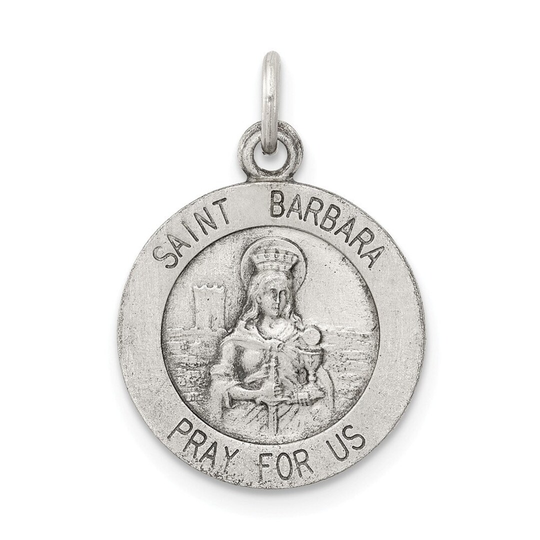 Sterling Silver Antiqued Saint Barbara Medal New Religious 925 - Etsy