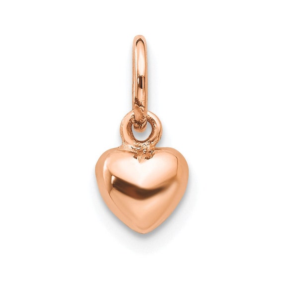 14k Rose Gold Solid Polished 3-dimensional Small Heart Charm - Etsy