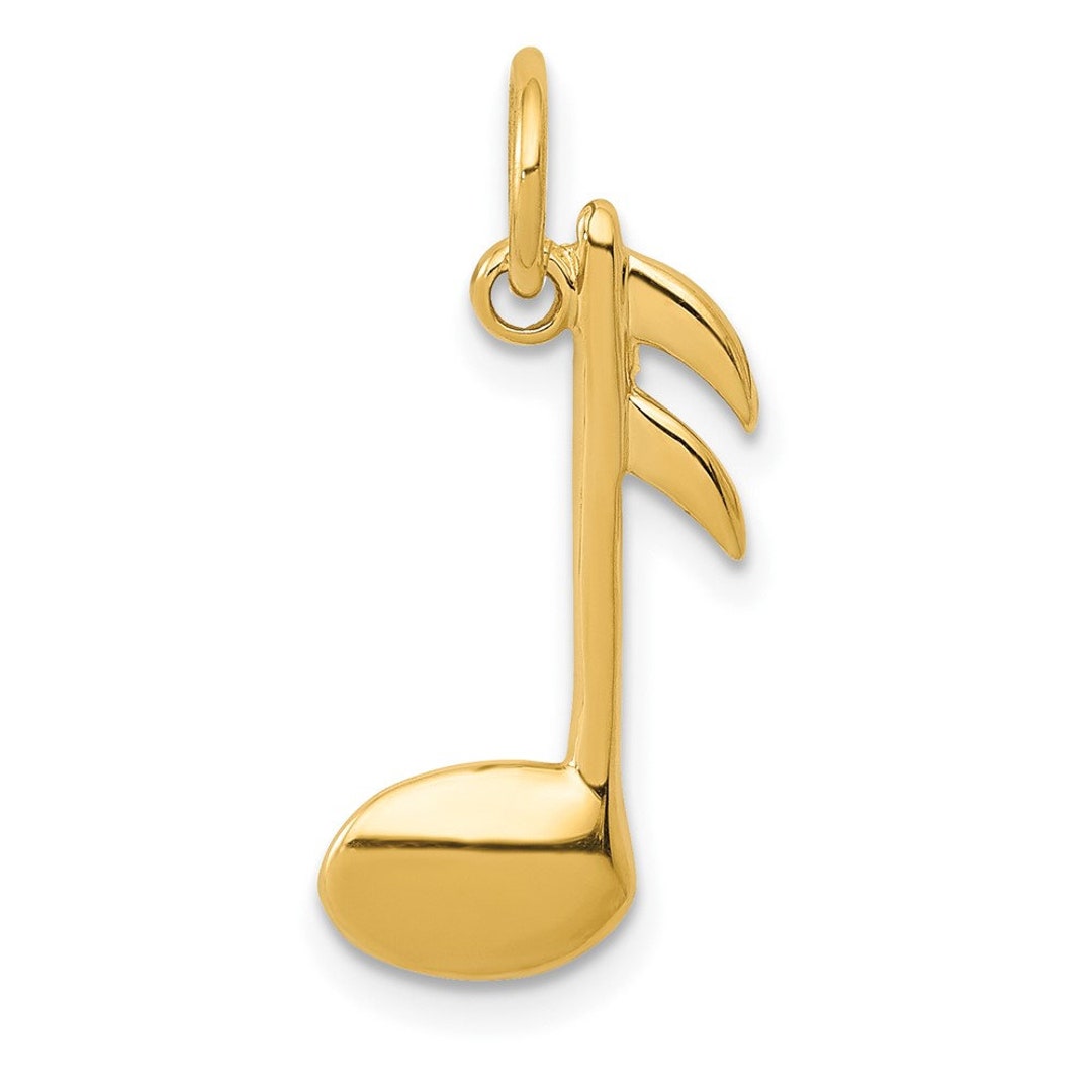 10K Gold Polished Flat-backed Musical Note Charm - Etsy