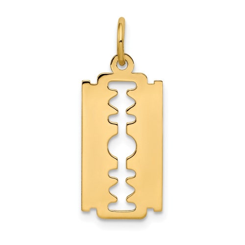 14k Real Gold Razor Blade Pendant/charm Real Gold Razor Blade - Etsy