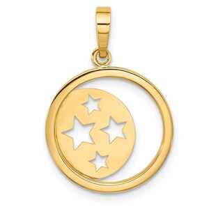 14K Gold Polished Moon and Stars Cut Out Pendant - Etsy