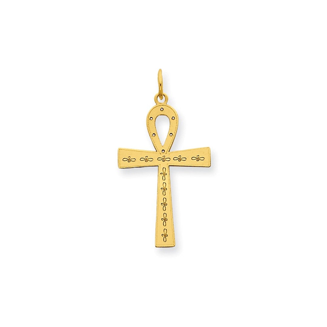 14K Laser Designed Ankh Cross Charm New Religious Pendant - Etsy
