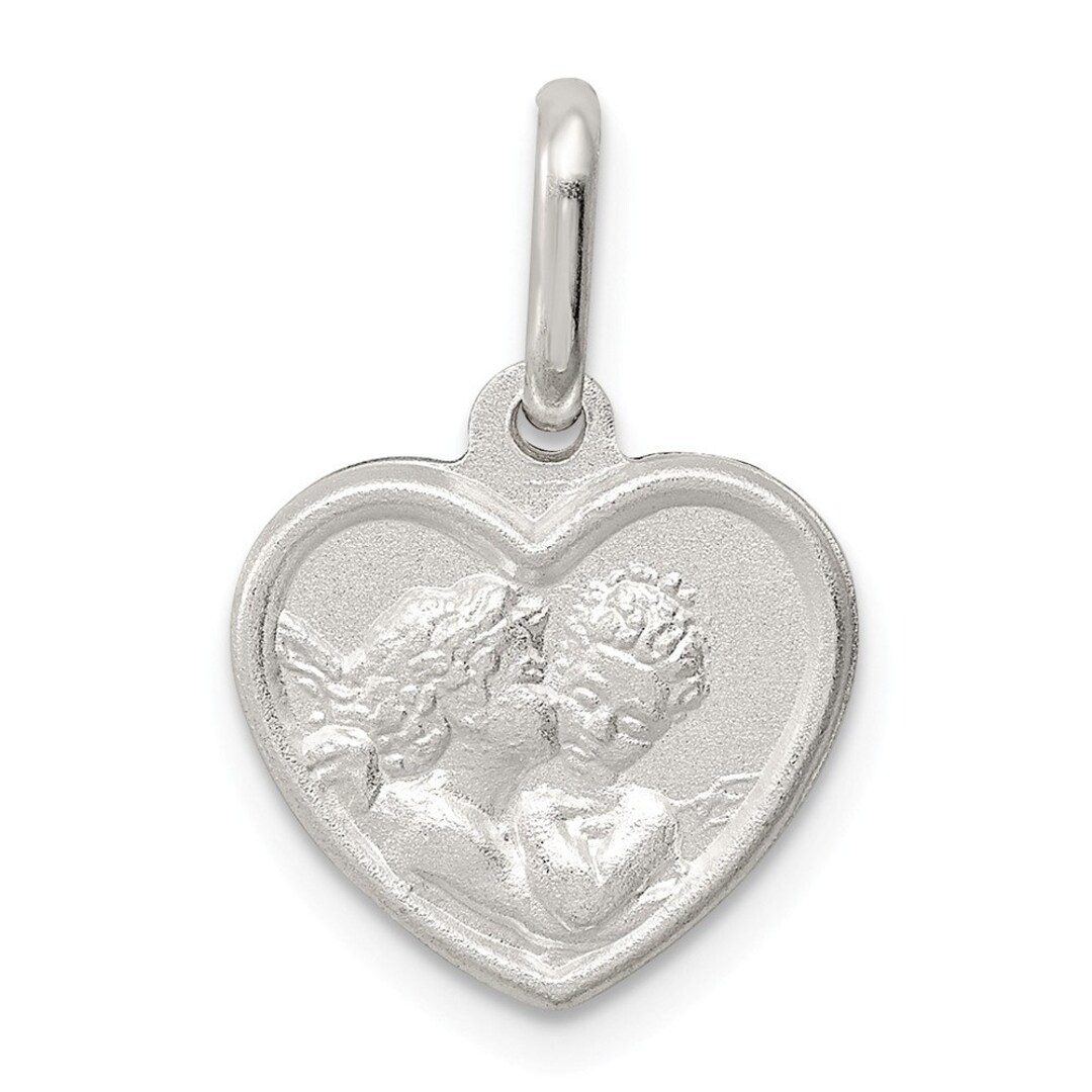 Sterling Silver Satin Angel Heart Charm - Etsy