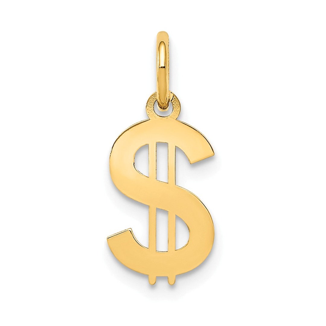 14K Polished Dollar Sign Charm New Pendant Yellow Gold - Etsy