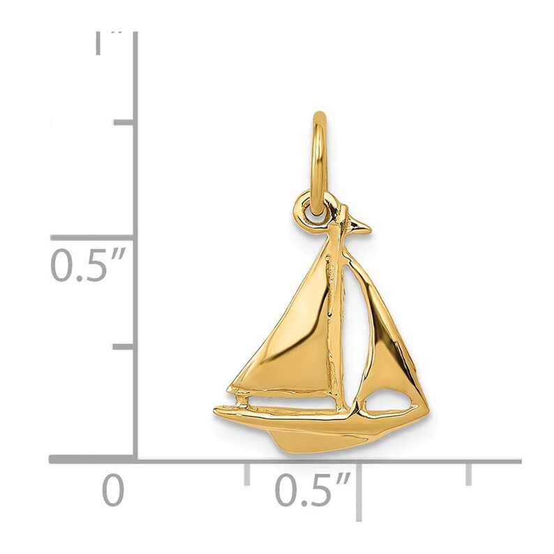 14K Sailboat Charm Pendant Yellow Gold - Etsy