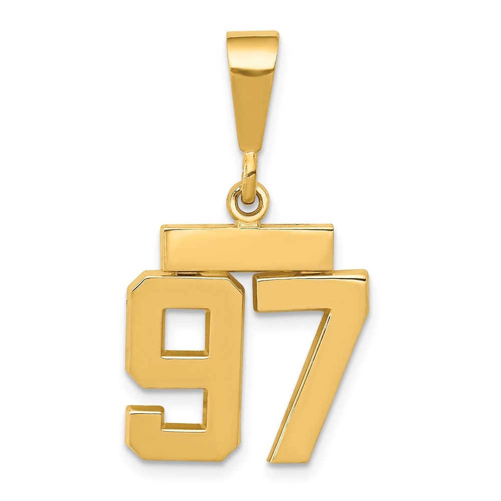 14k Small Polished Number 97 Charm New Sports Pendant Yellow | Etsy