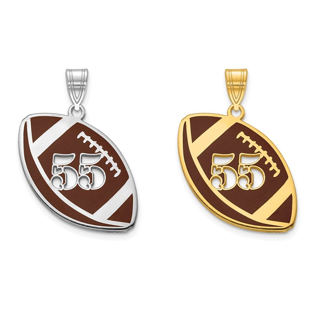 Personalized Cutout Football Number Necklace in Sterling Silver or Gold ...