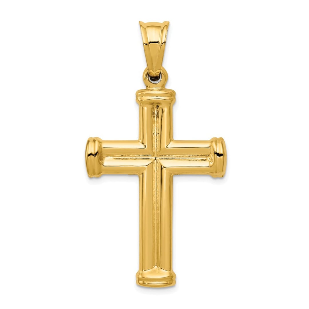 14k Hollow Cross Pendant New Religious Charm Yellow Gold - Etsy