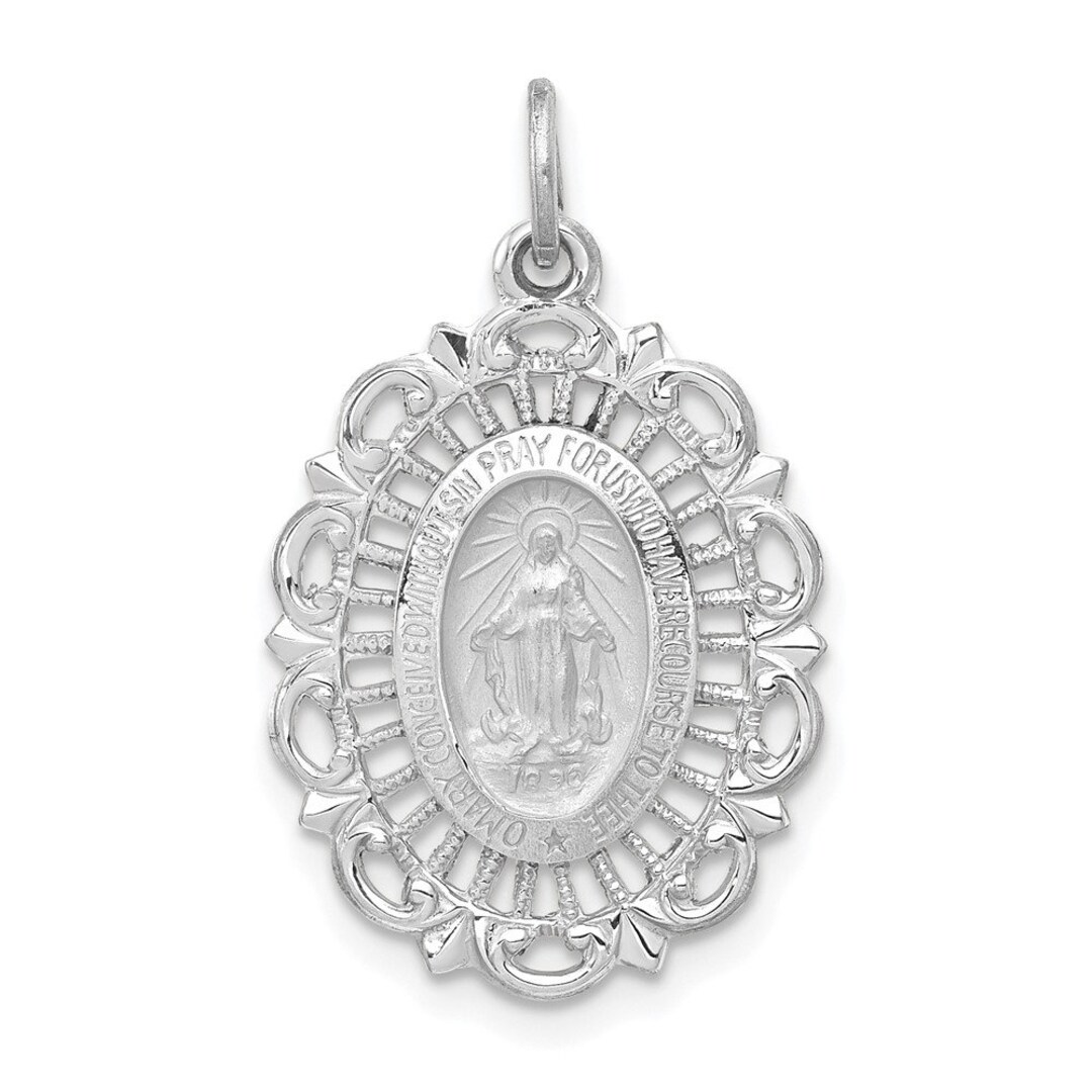 14K Gold White Gold Miraculous Medal Solid Charm - Etsy