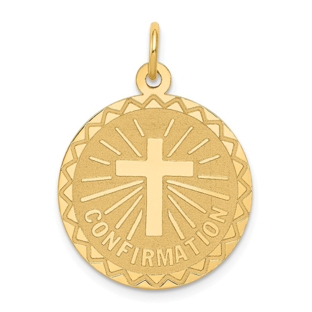 14k Confirmation Disc Charm New Religious Pendant Yellow Gold - Etsy