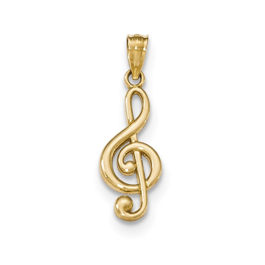 14K Gold Treble Clef Pendant Polished New Charm Yellow - Etsy