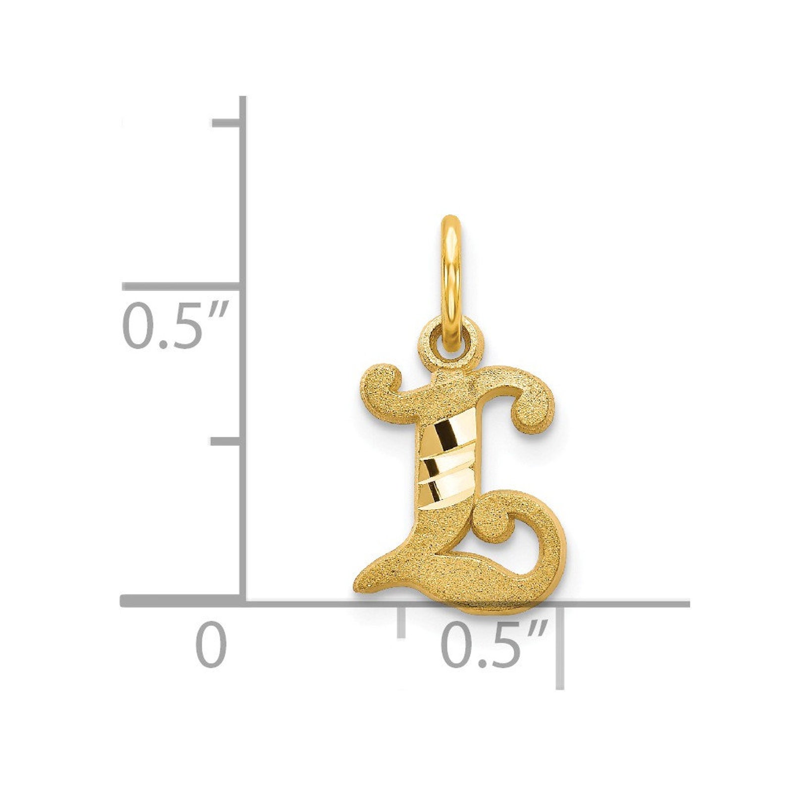 14k Initial L Charm Pendant Yellow Gold | Etsy