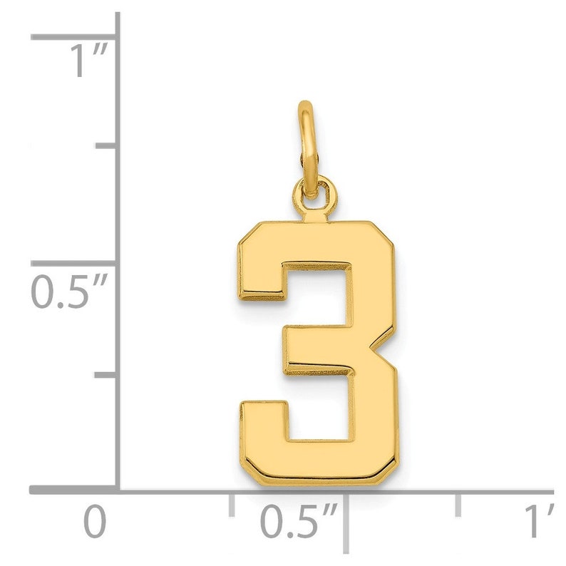 14ky Casted Medium Polished Number 3 Charm New Sports Pendant - Etsy