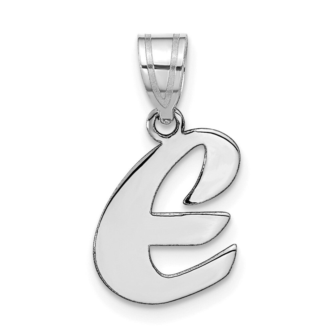 14K Goldw Polished Script Letter E Initial Pendant - Etsy
