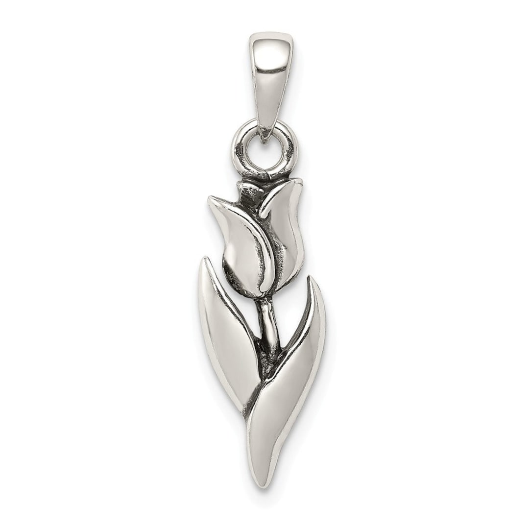 Sterling Silver Antiqued Tulip Pendant New Charm - Etsy