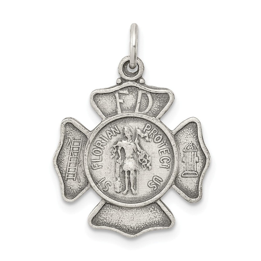 Saint Florian Badge Medal Sterling Silver Firefighter Saint New ...