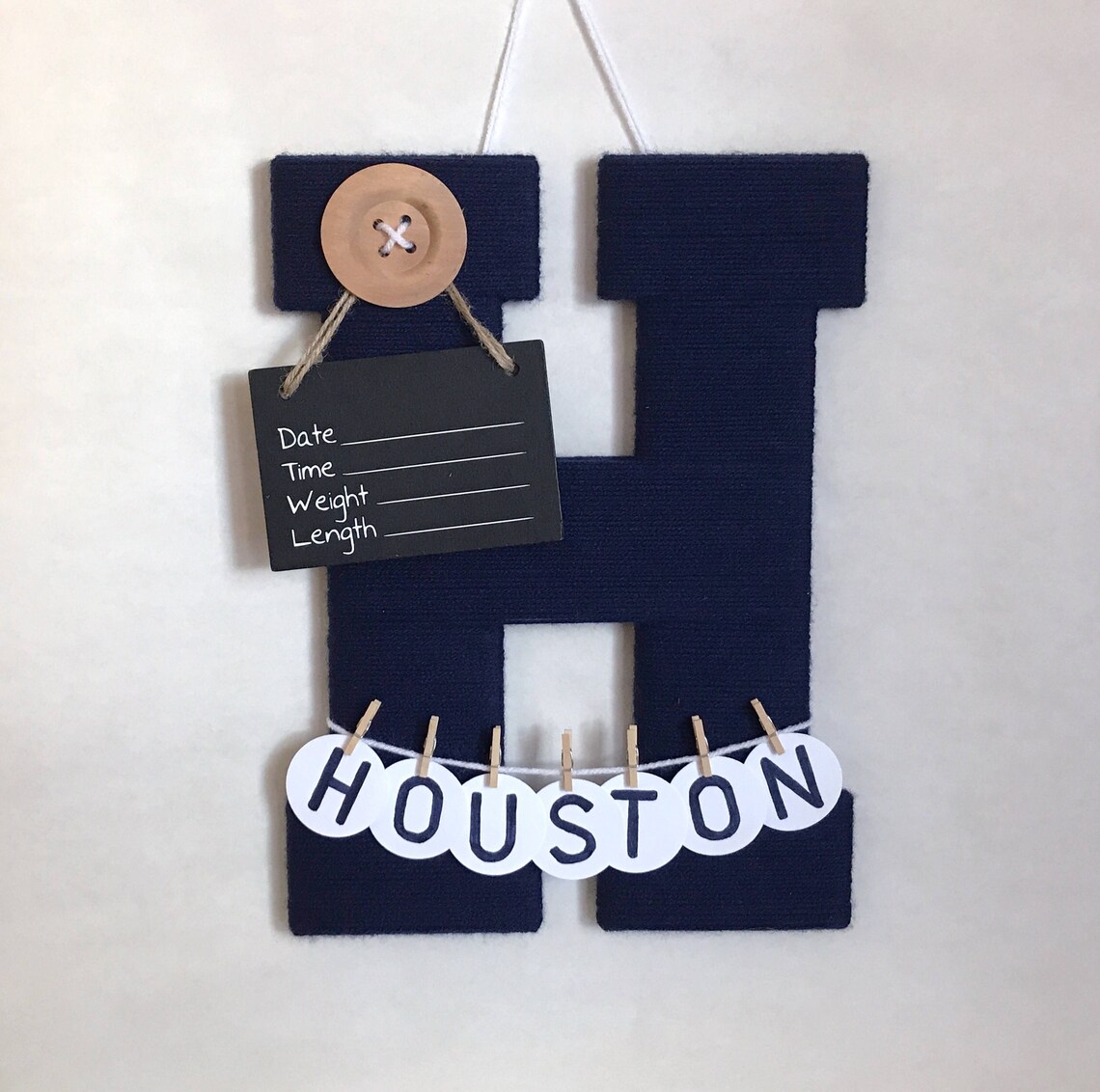 Hospital Door Hanger / Letter H / Baby Shower Gift / Yarn Letter / Baby ...