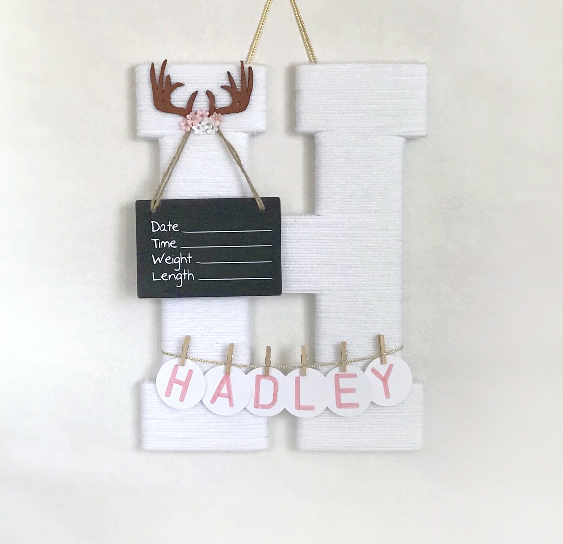 Hospital Door Hanger Girl / Nursery Door Decor / Letter H / Baby Girl ...