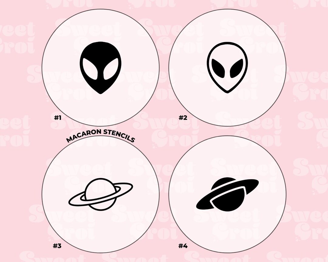 Space Theme Macaron Silk Stencil | Alien, Rocket, Moon, Stars ...