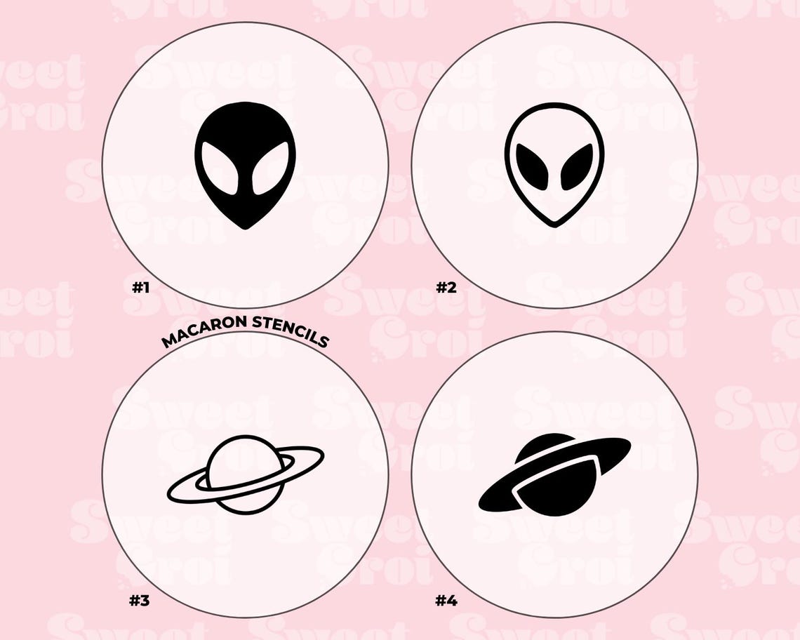 Space Theme Macaron Silk Stencil | Alien, Rocket, Moon, Stars ...