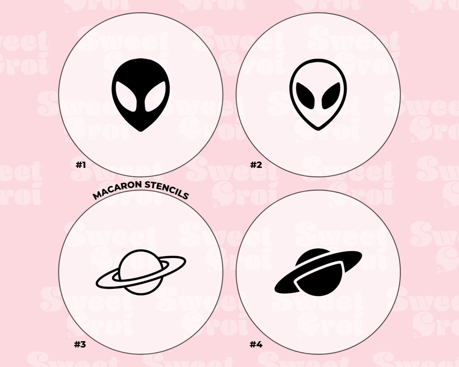 Space Theme Macaron Silk Stencil | Alien, Rocket, Moon, Stars ...