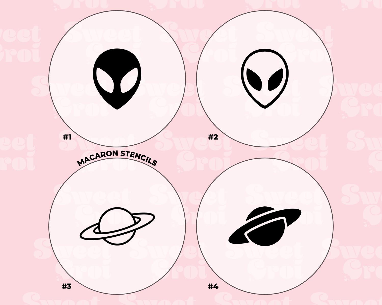 Space Theme Macaron Silk Stencil | Alien, Rocket, Moon, Stars ...