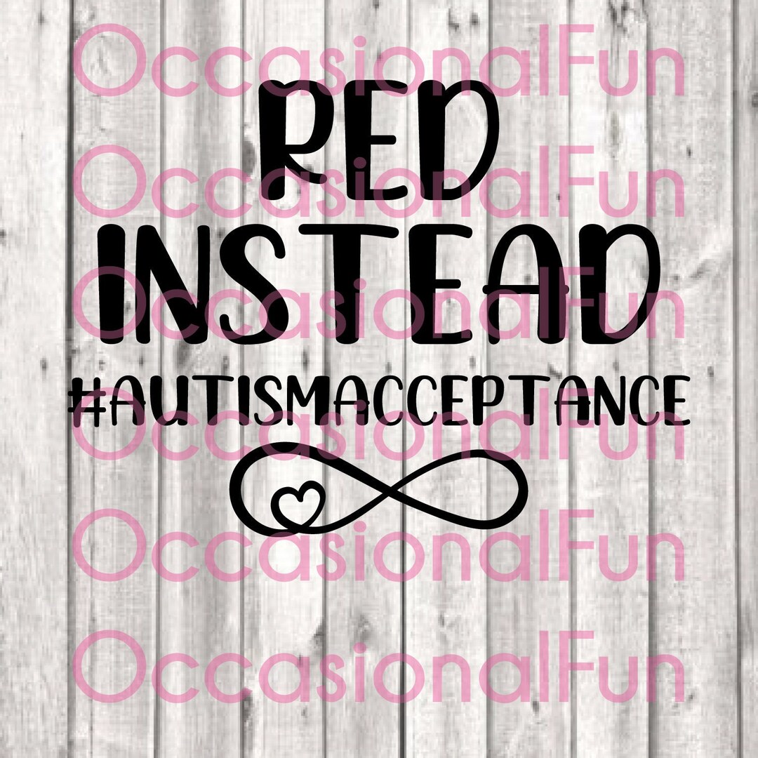 Red Instead Autism Awareness Digital SVG - Etsy