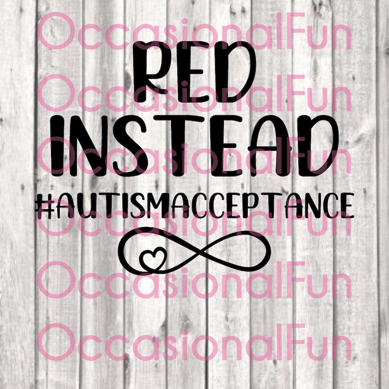Red Instead Autism Awareness Digital SVG - Etsy