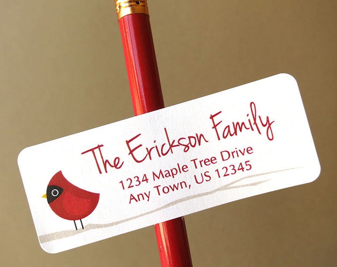 Cardinal Christmas Address Labels - Etsy