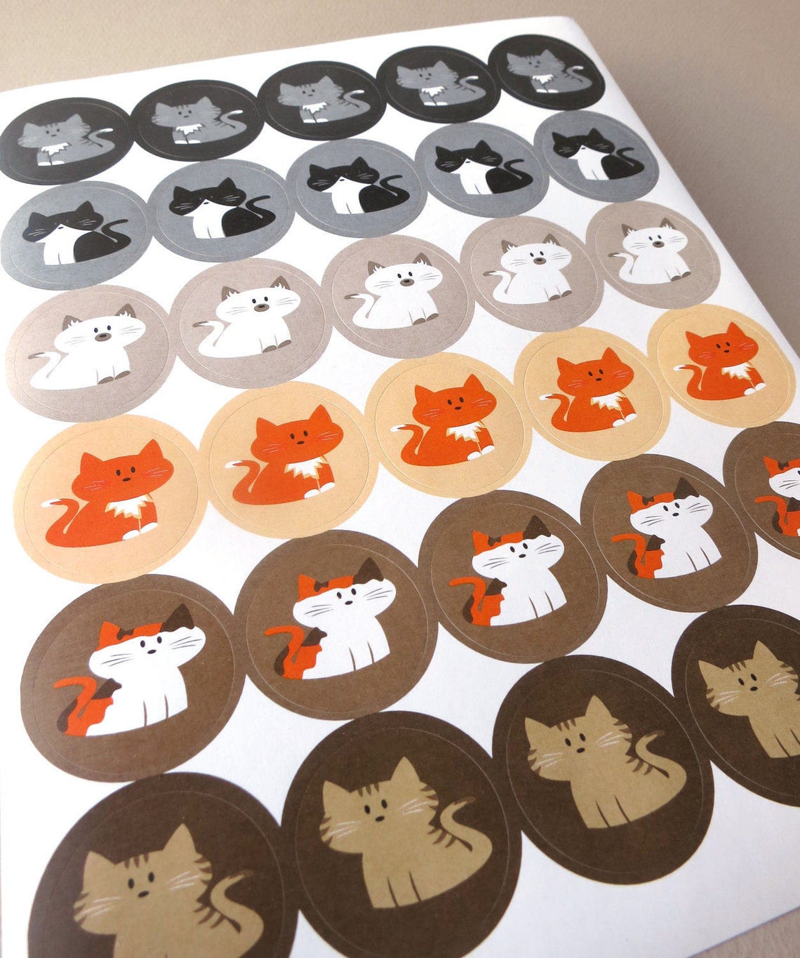 Cat Stickers Cat Envelope Seals Cat Labels Cat Favor - Etsy