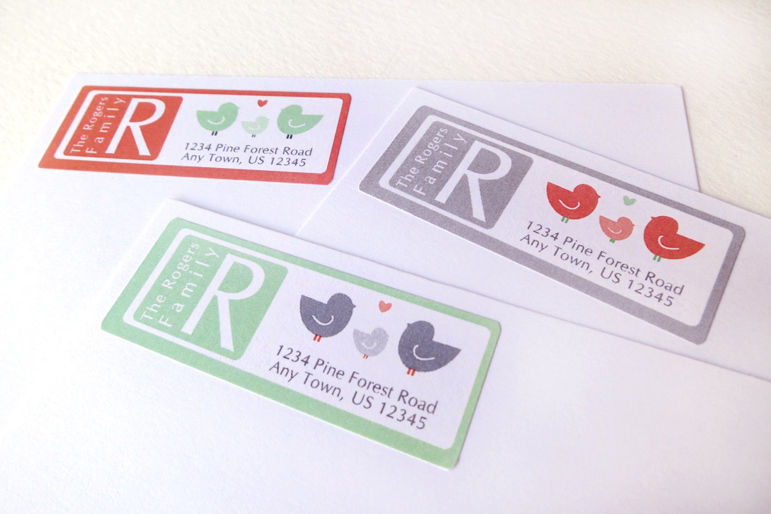 Bird Family Address Label Stickers Monogram Labels Return - Etsy