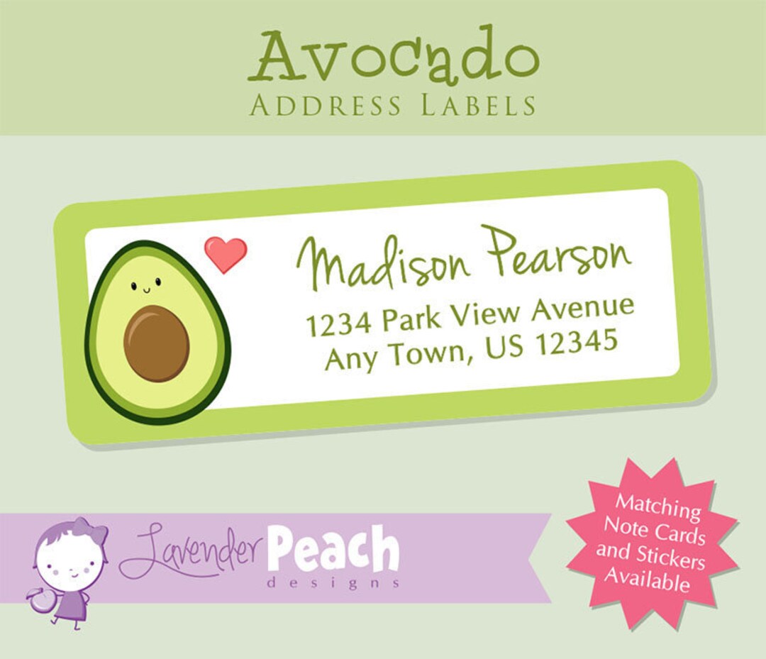 Cute Avocado Address Labels - Set of 60 Labels - Etsy