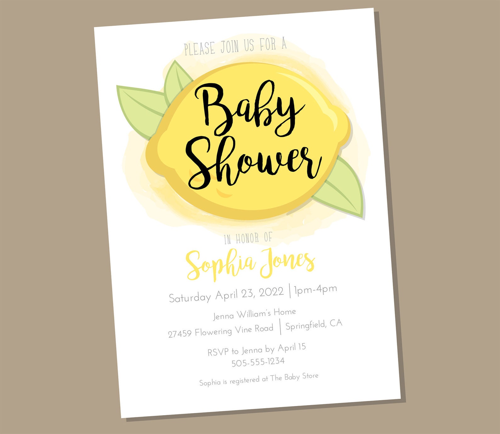 Lemon Invitations for Baby Shower Printable Invitations | Etsy