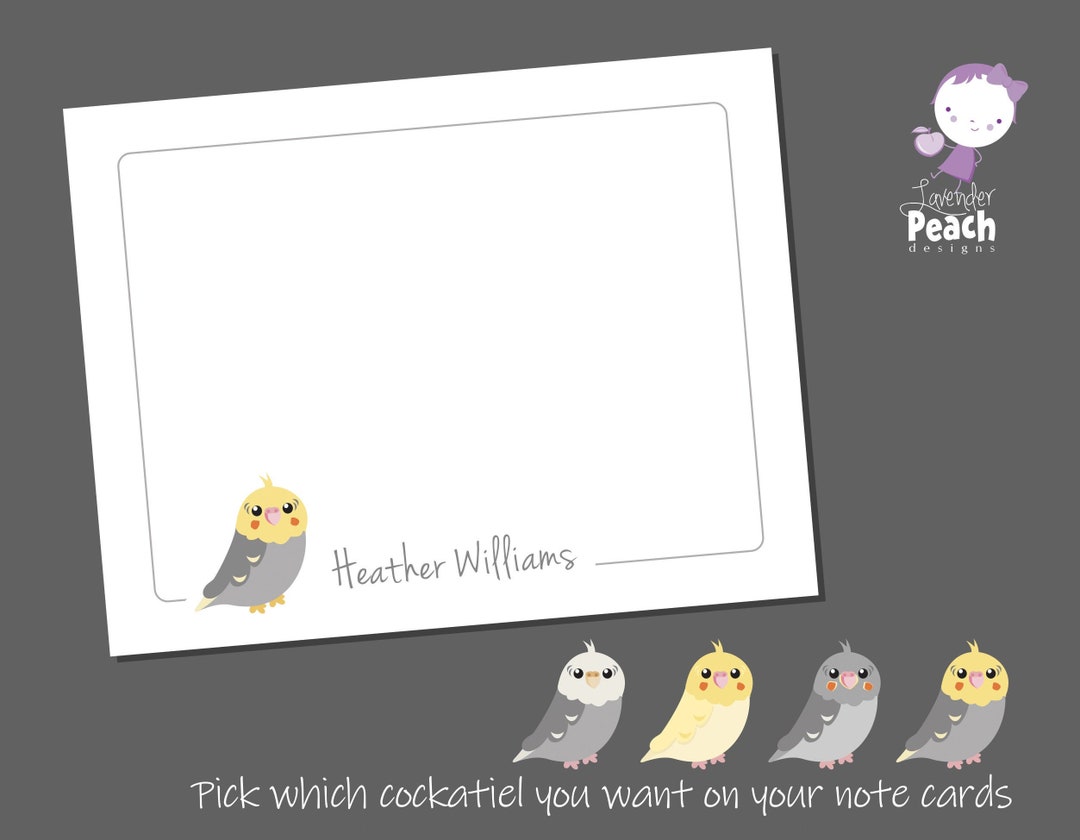 Personalized Note Cards Cockatiel Note Cards Personalized - Etsy