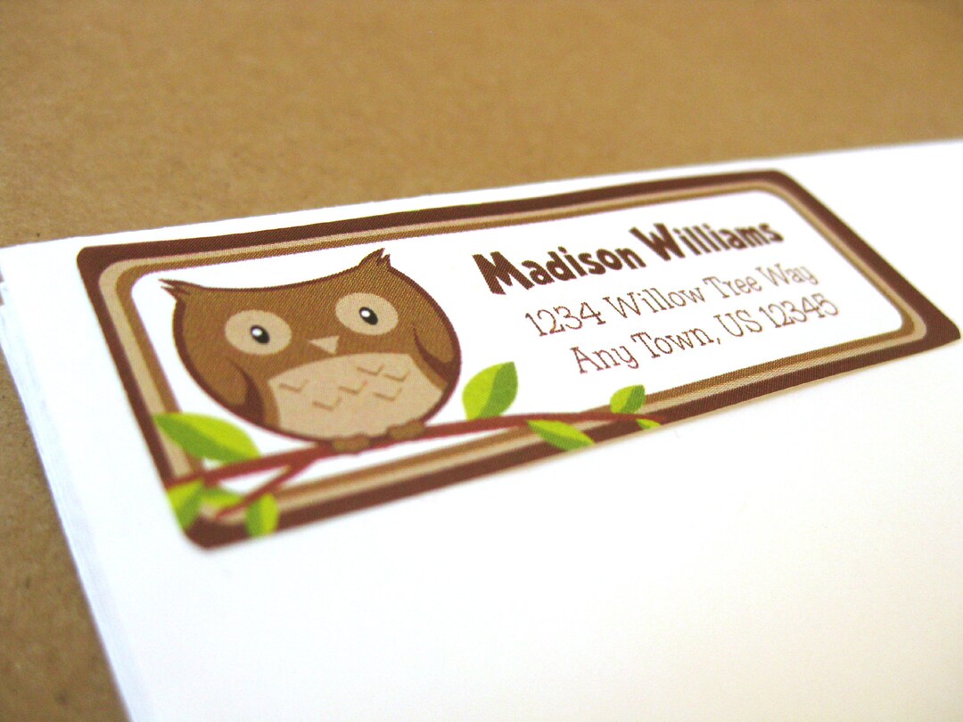 Owl Return Address Labels Personalized Address Labels Custom - Etsy