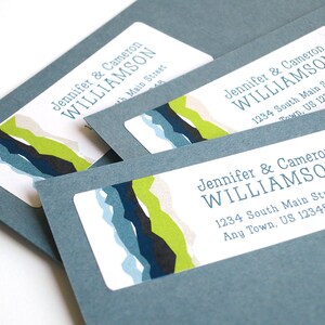 Custom Address Label Stickers Blue Green, Stripes Personalized Address ...